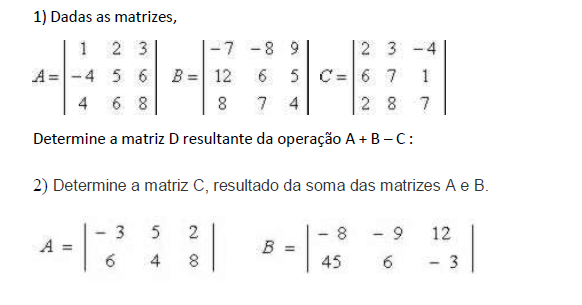 MANIA DE CALCULAR: Exercícios sobre adição e subtração de matrizes para ...