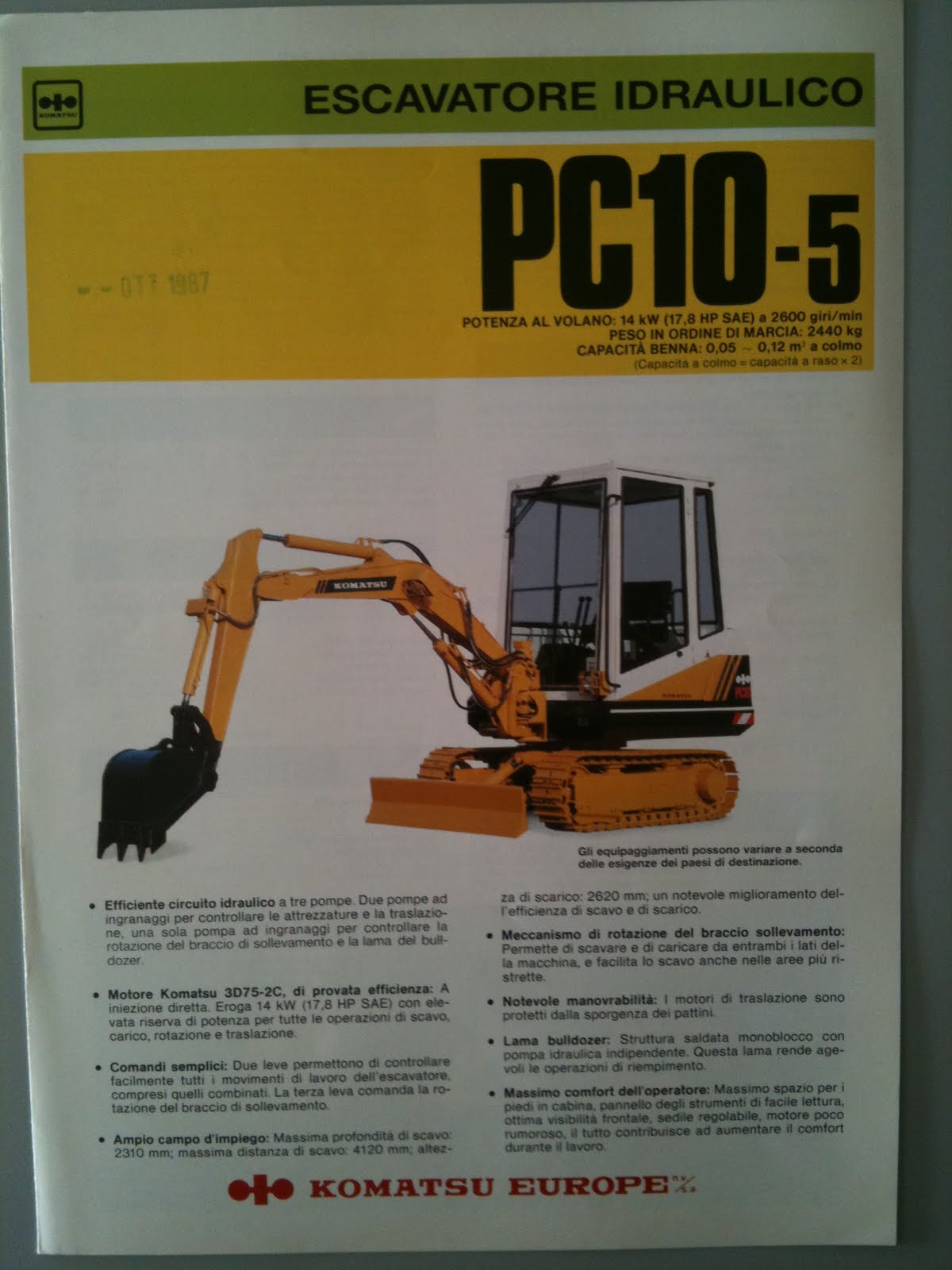 Earthmoving Machinery Sales Brochures: Komatsu Track Excavator PC10-5 #117
