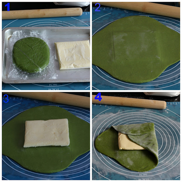 Matcha danish loaf and croissants