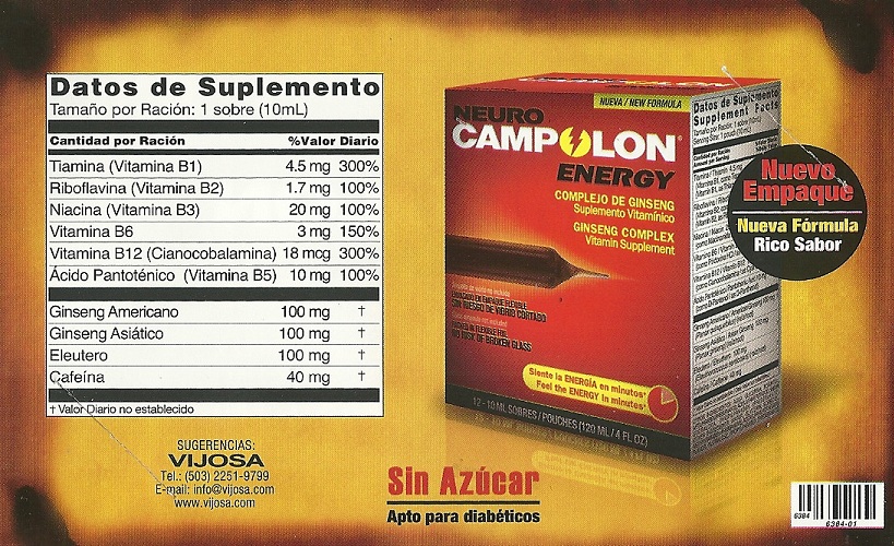 Vitaminas En El Salvador: NEURO CAMPOLON ENERGY De VIJOSA