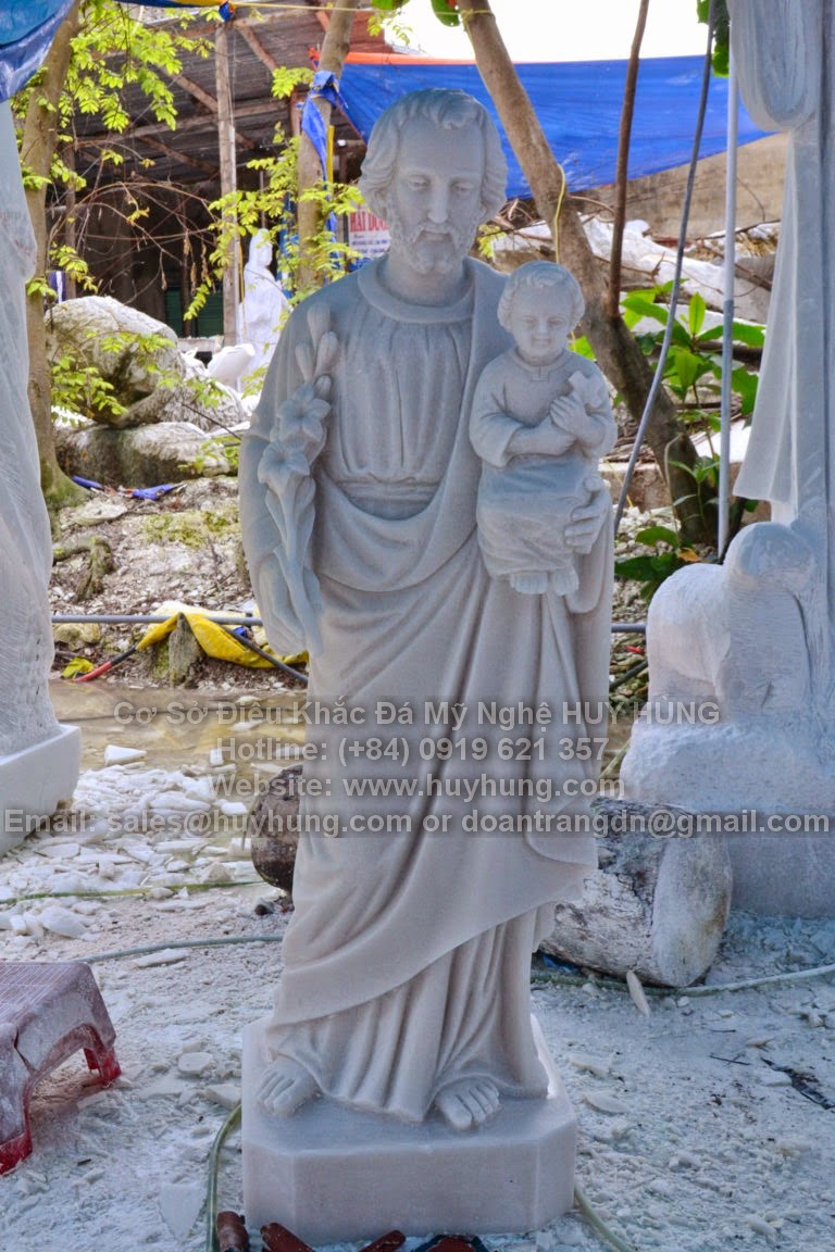 ĐÁ MỸ NGHỆ NON NƯỚC: Tượng Thánh Giuse (Saint Joseph) Đá Mỹ Nghệ Huy Hùng