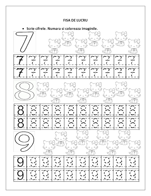 FISE cu cifre pentru clasa pregatitoare - Cifre punctate / Recapitulare ...
