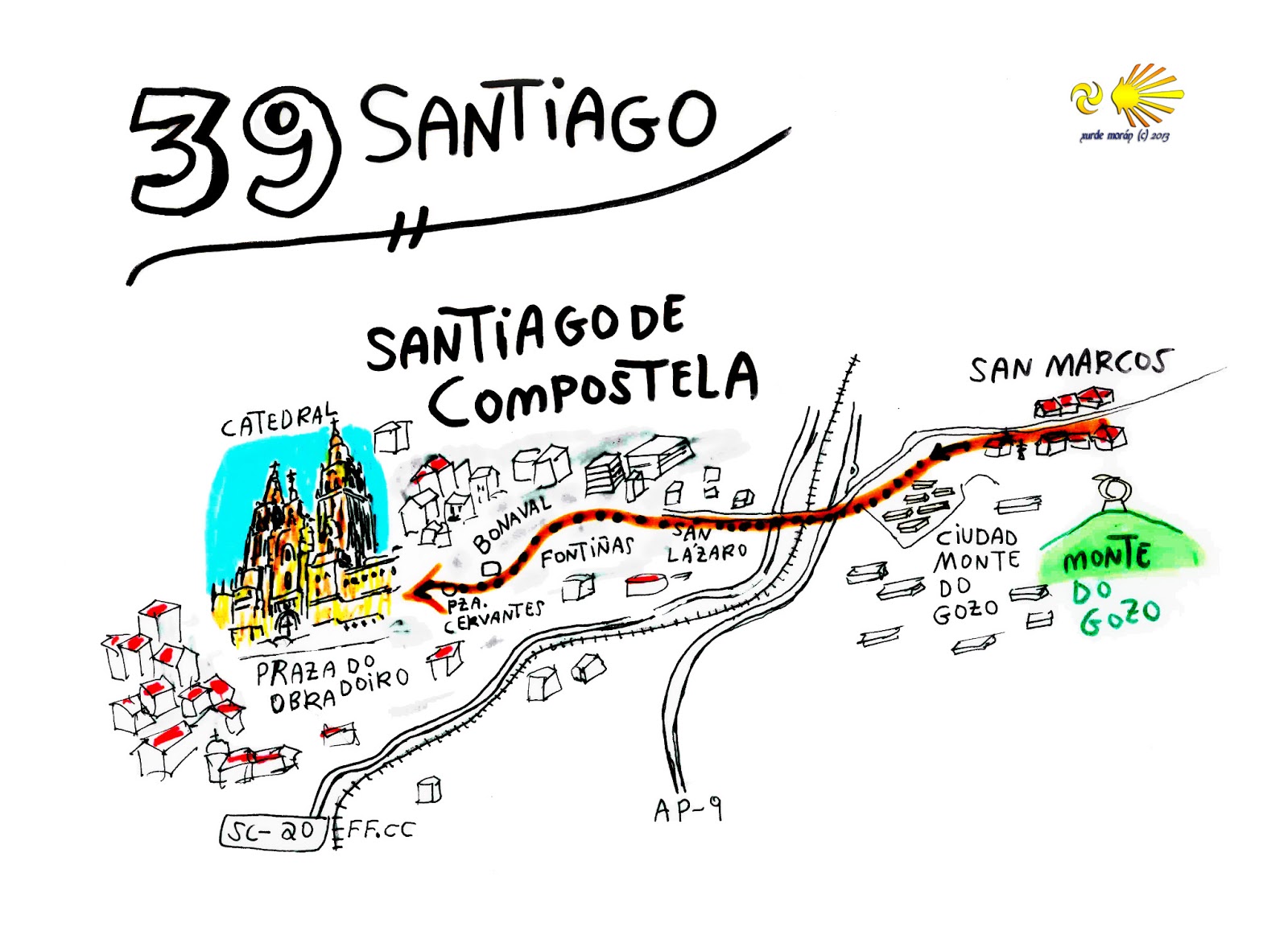 Xurde Morán: MAPAS DEL CAMINO PRIMITIVO - "ETAPA 14: MONTO DO GOZO ...