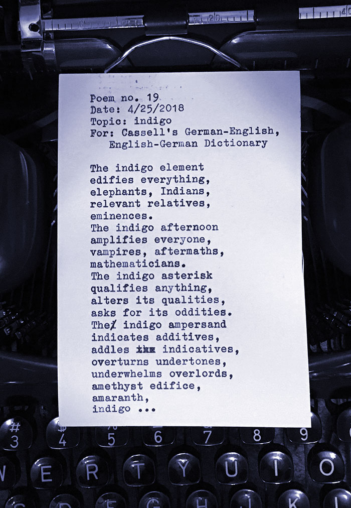 Poem 19: Indigo/ /THE TYPEWRITER REVOLUTION