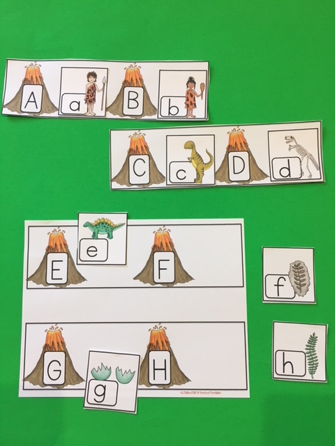 Dino Theme Alphabet Match Upper with Lowercase for Pocket Chart ...