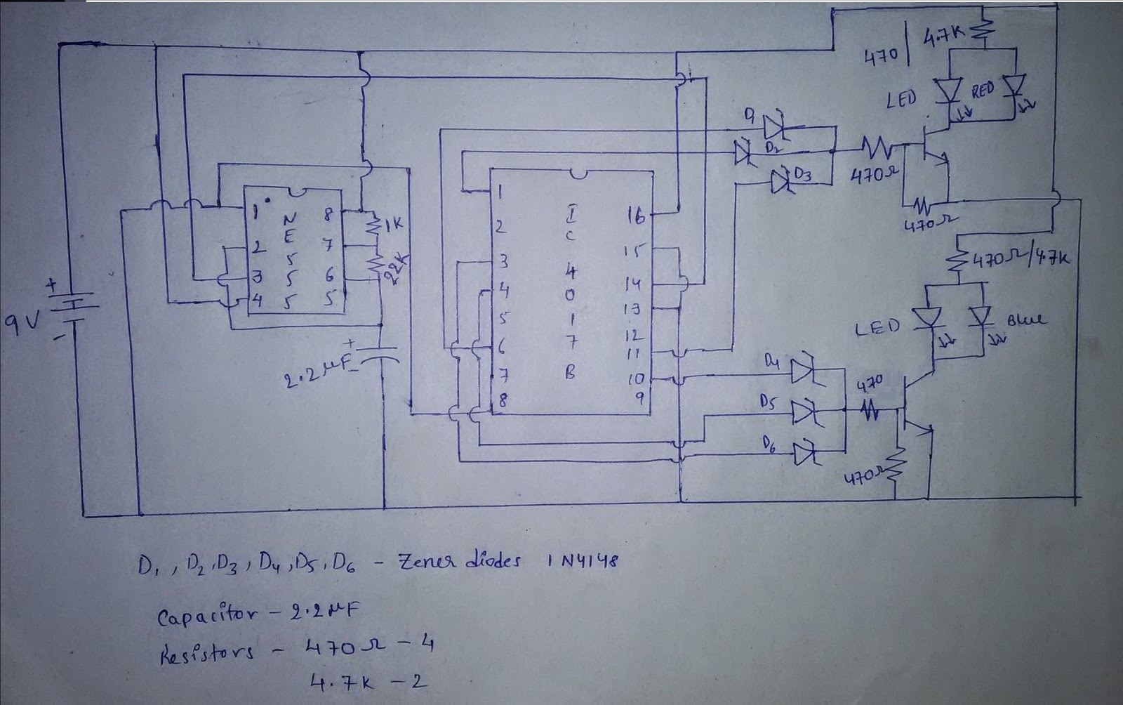 Electronic Projects Police Lights Using 555 Timer Ic And 4017 Ic