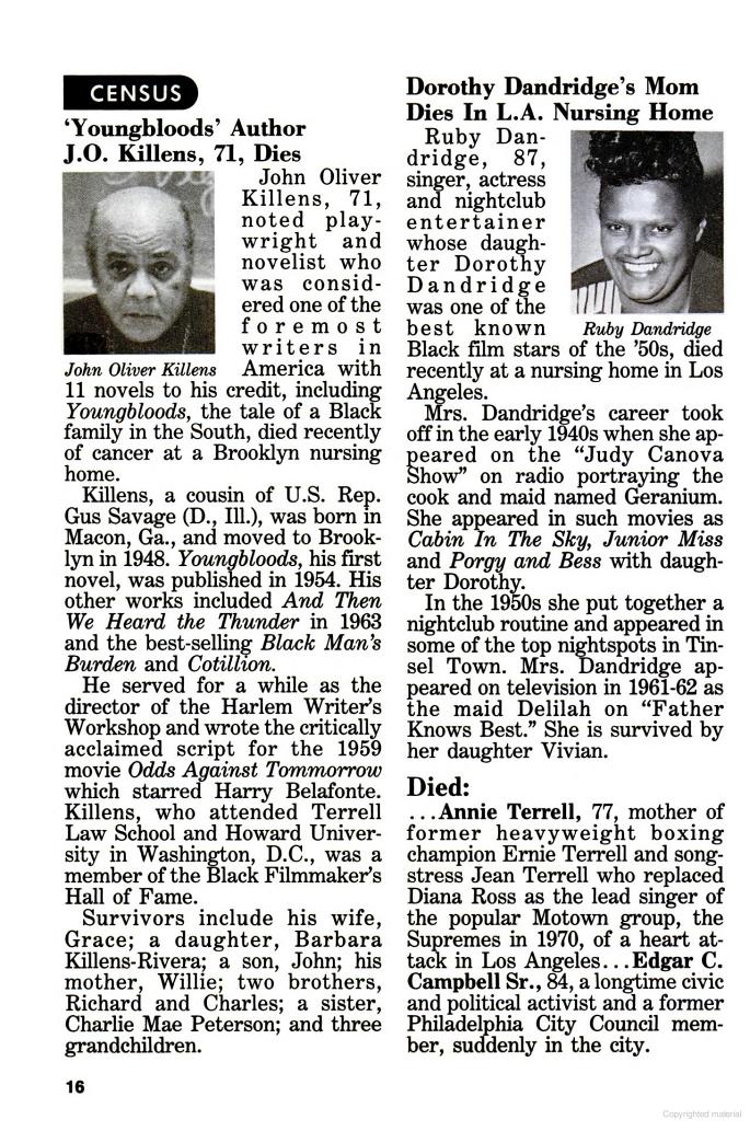 Dorothy Dandridge, Angel Face: Articles