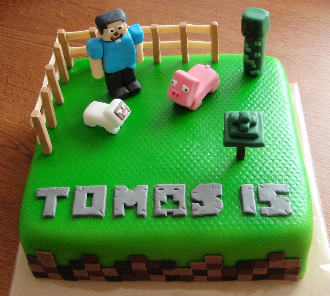 Dorty z Růžovky: Fotopostup dort Minecraft (potažení čtverhraného dortu ...