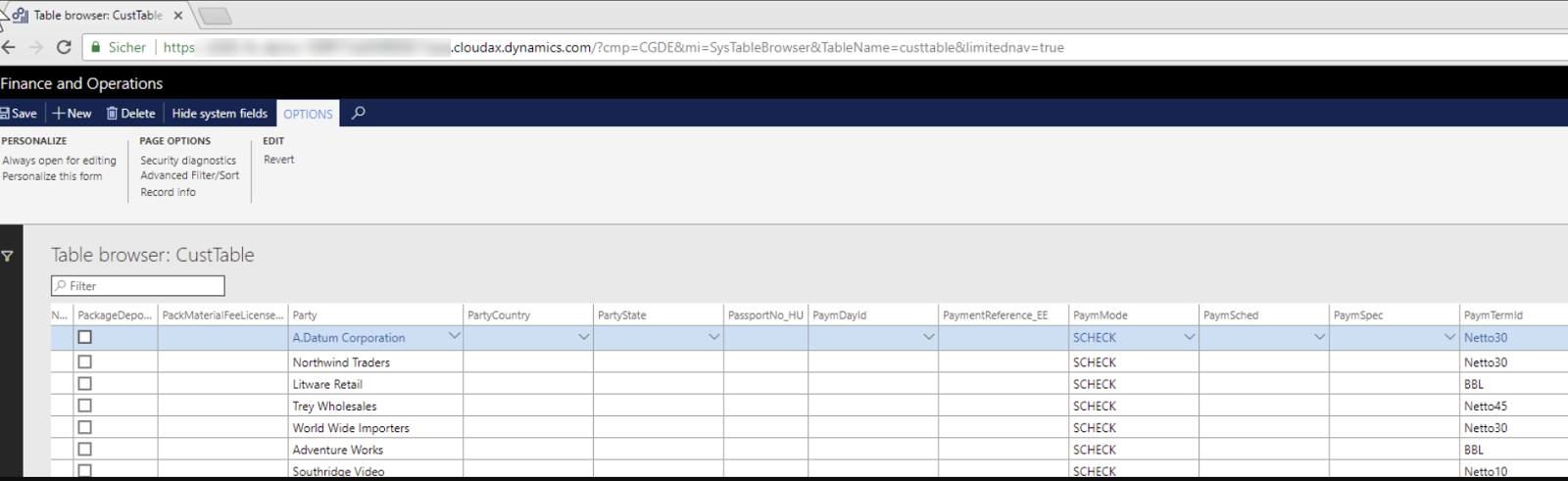 How to browse table in dynamics 365?