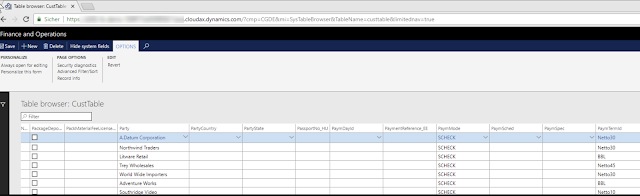 How to browse table in dynamics 365?