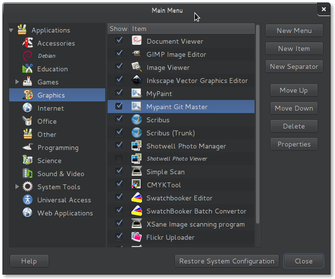 MyPaint 1.1 devel e o cursor Crosshair