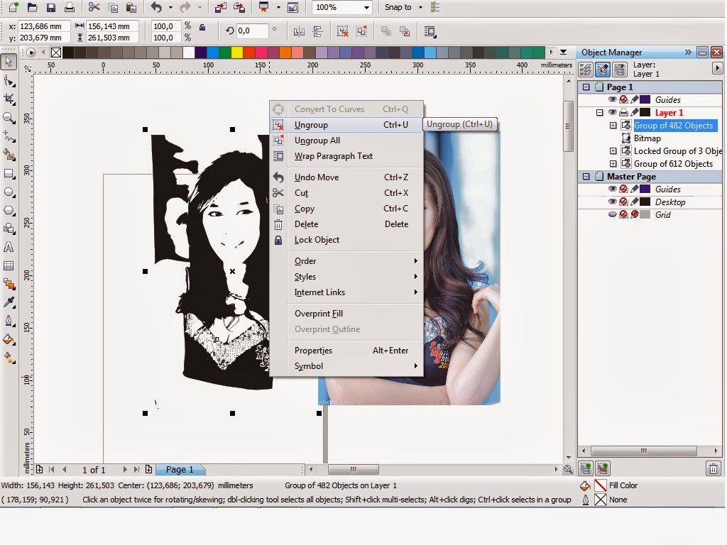 Tutorial Corel Trace Vector foto menjadi black grey