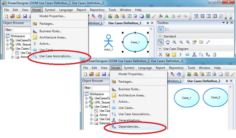A UML use case with PowerDesigner