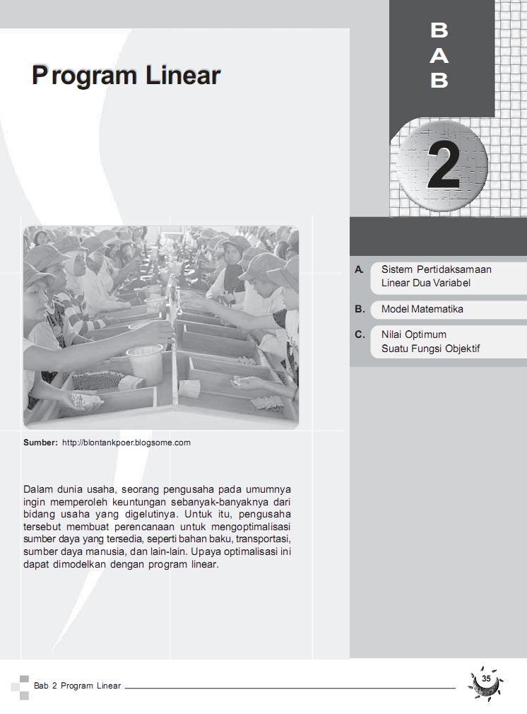 MATEMATIKA DI SMA: BSE MATEMATIKA SMA/MA KELAS XII IPA BAB 2 PROGRAM LINEAR