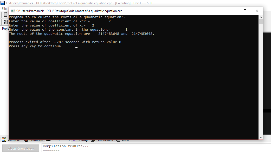 C++ Program to calculate the roots of a quadratic equation | C++ ...