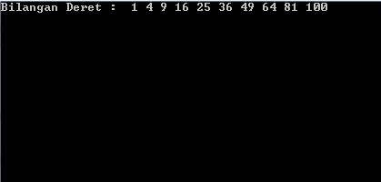 Meo: Program Menampilkan Deret kuadrat C++
