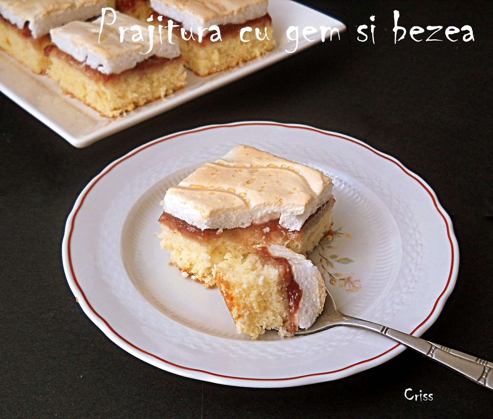 Arome si culori : Prajitura cu gem si bezea