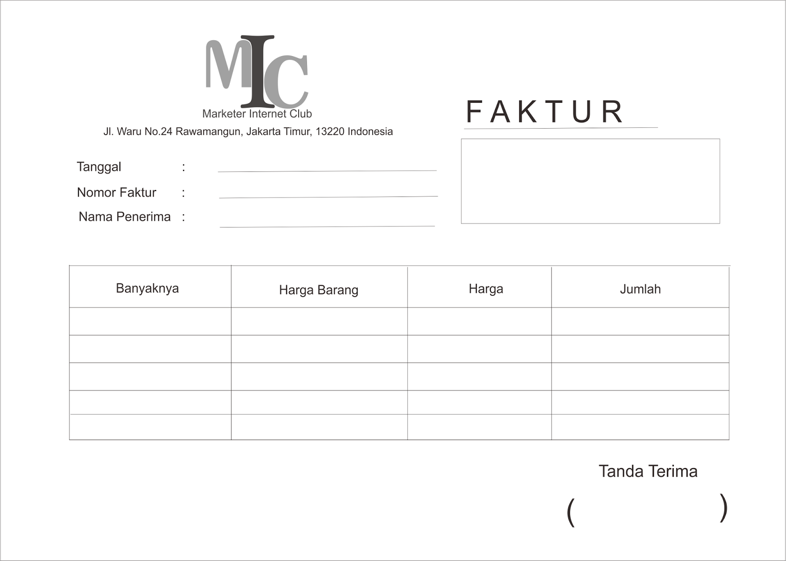 Desain Grafis: Desain Bon Faktur Markerter Internet Club