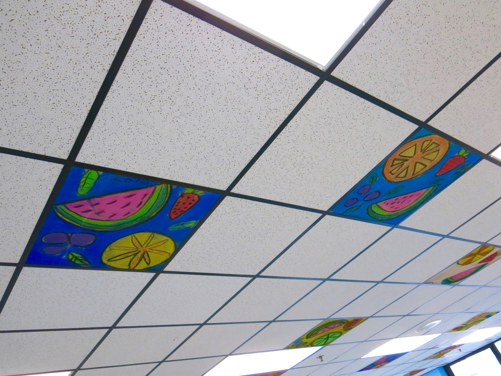 Cassie Stephens: In the Art Room: Fourth Annual Chalked Ceiling Tile Event!