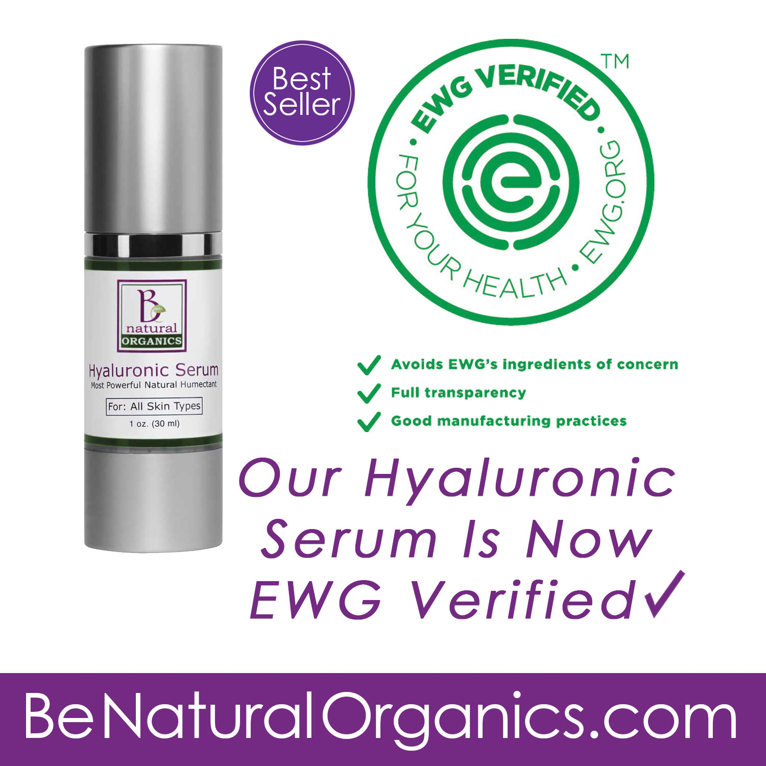 Be Natural Organics: Be Natural Organics Hyaluronic Serum Is Now EWG ...