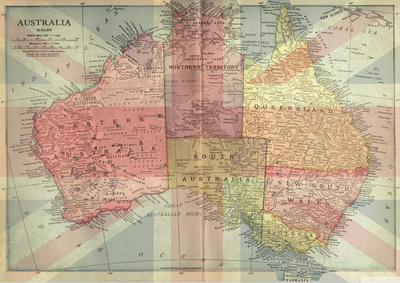 Printable Vintage Australian Map with Union Jack