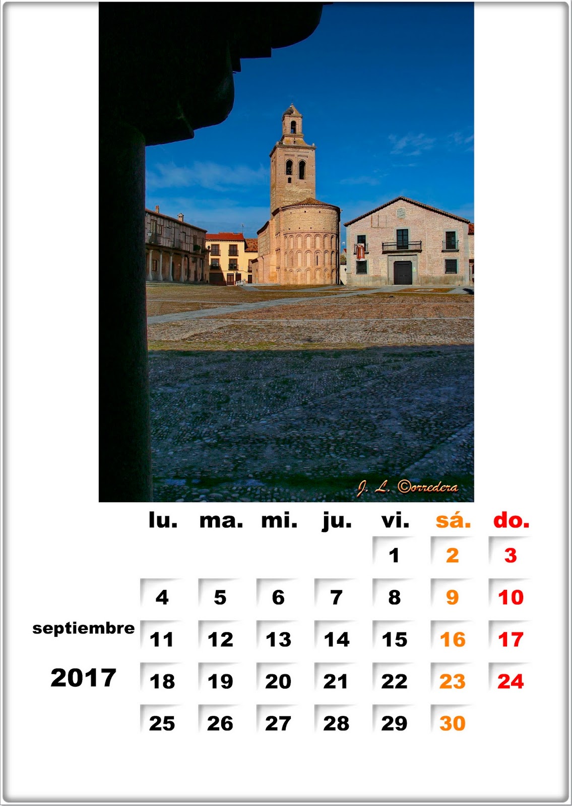 ARÉVALO, OTRO PUNTO DE VISTA: Calendario mes de Septiembre de 2017