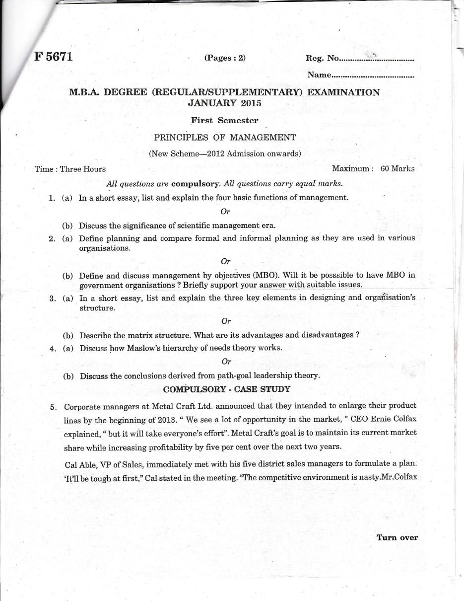MARIAN LIBRARY: M G UNIVERSITY MBA 1st SEM (PRINCIPLES OF MANAGEMENT ...