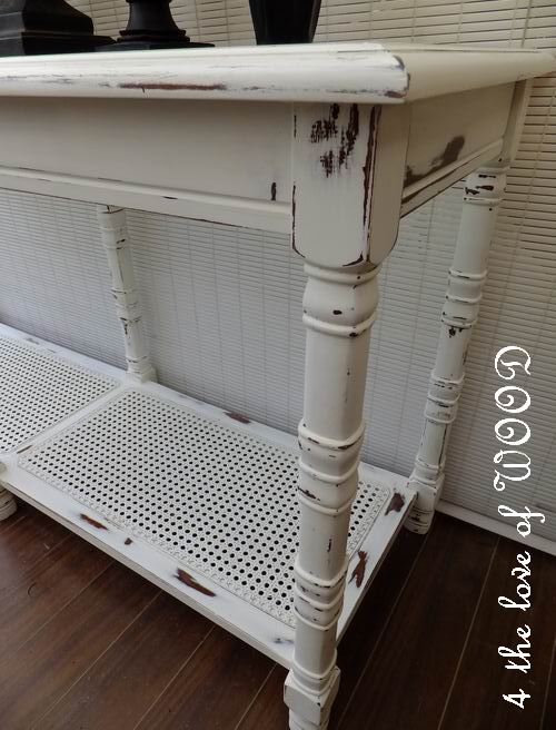 4 the love of wood: CANE CONSOLE TABLE MAKEOVER - painted distressed white