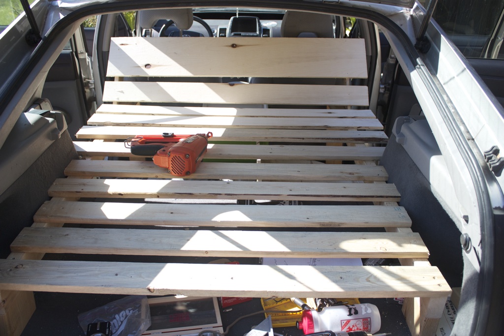 Tiger in our Car.: Building a bedframe in a Prius.