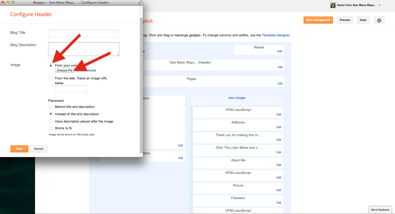 Sew Many Ways...: How To Make A Blog Header...Picture Tutorial