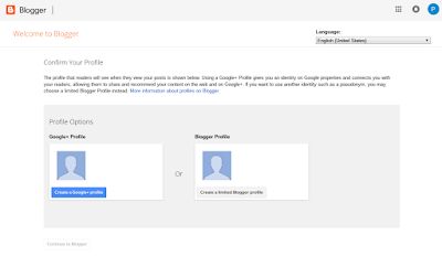 Select a Profile for your Blogger Account: Google+ or Blogger
