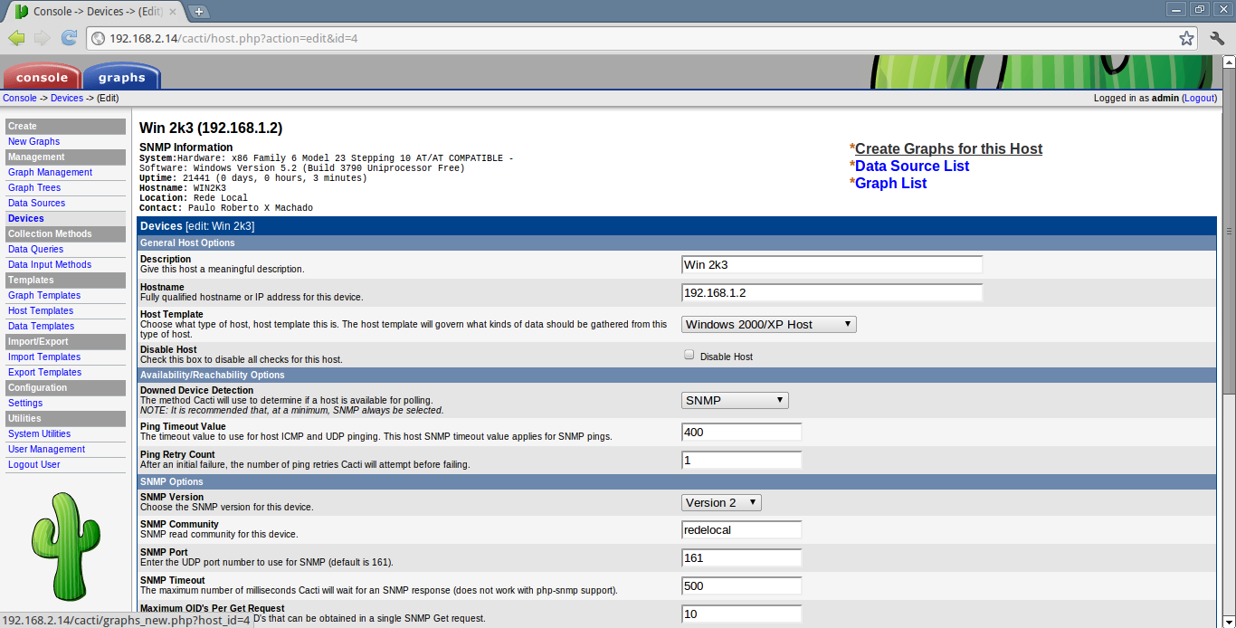 Gráfico de Windows 2k3 no Cacti ~ Paulo Roberto