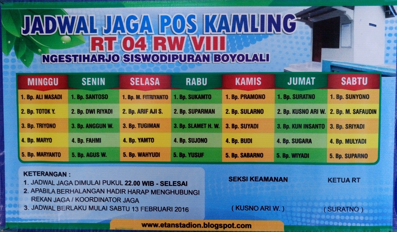 JADWAL RONDA & SANDI KENTONGAN ~ 04/08 BOYOLALI KOTA