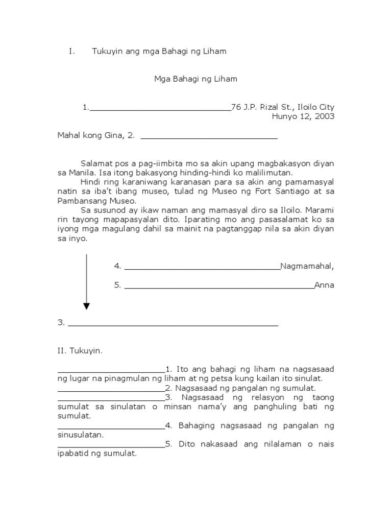 bahagi ng liham - philippin news collections