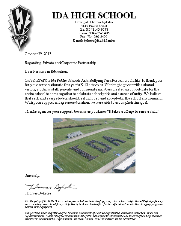 What's Happening around Ida: Homecoming Thank You Letter - IDA - What a ...