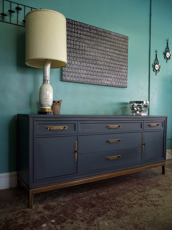 Vintage Ground: Vintage Gray Blue Sideboard / Media Stand