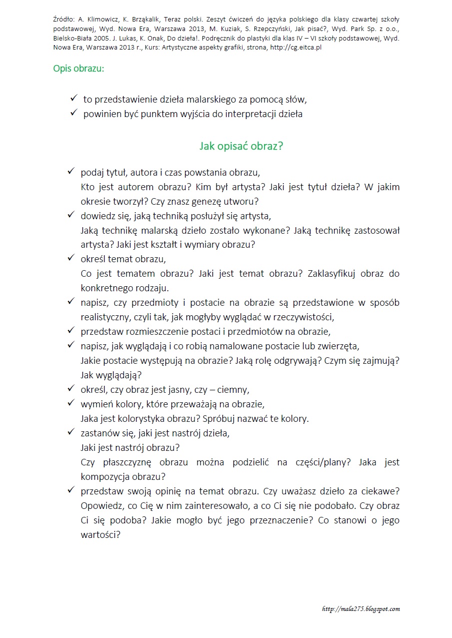 BLOG EDUKACYJNY DLA DZIECI: WYPOWIEDZI PISEMNE - OPIS OBRAZU