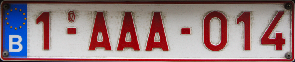 Belgian Licence Plates: Pictures of numbers from 001 to 999