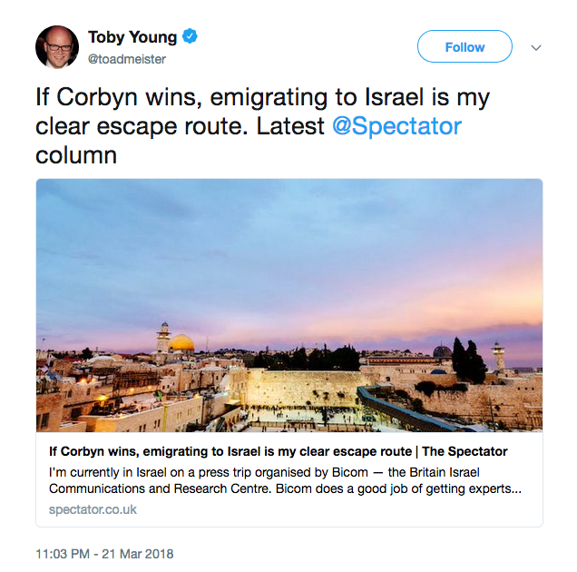 Zelo Street: Toby Young Is Leaving The Building