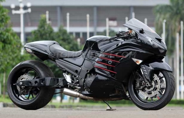 Foto Modifikasi Kawasaki ZX-14R Ceper Ala Drag Bike