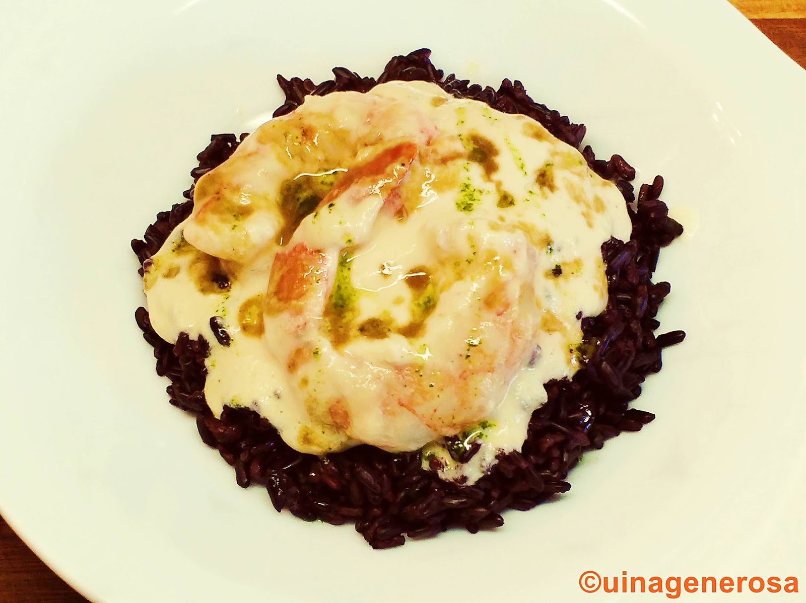 cuina generosa: arròs venere amb gambes i allioli negat