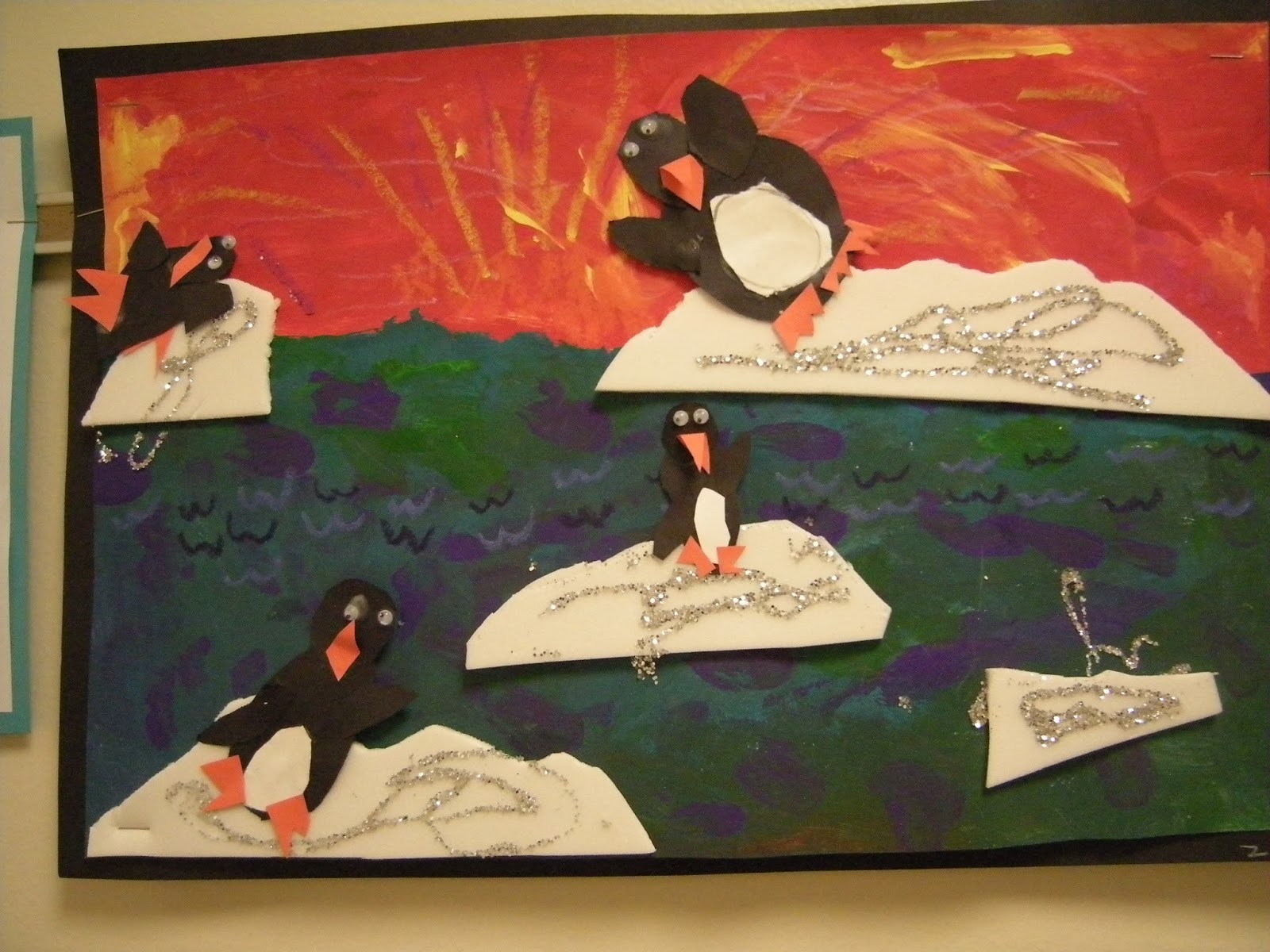 Artolazzi: Penguin Collage (with warm/cool background)