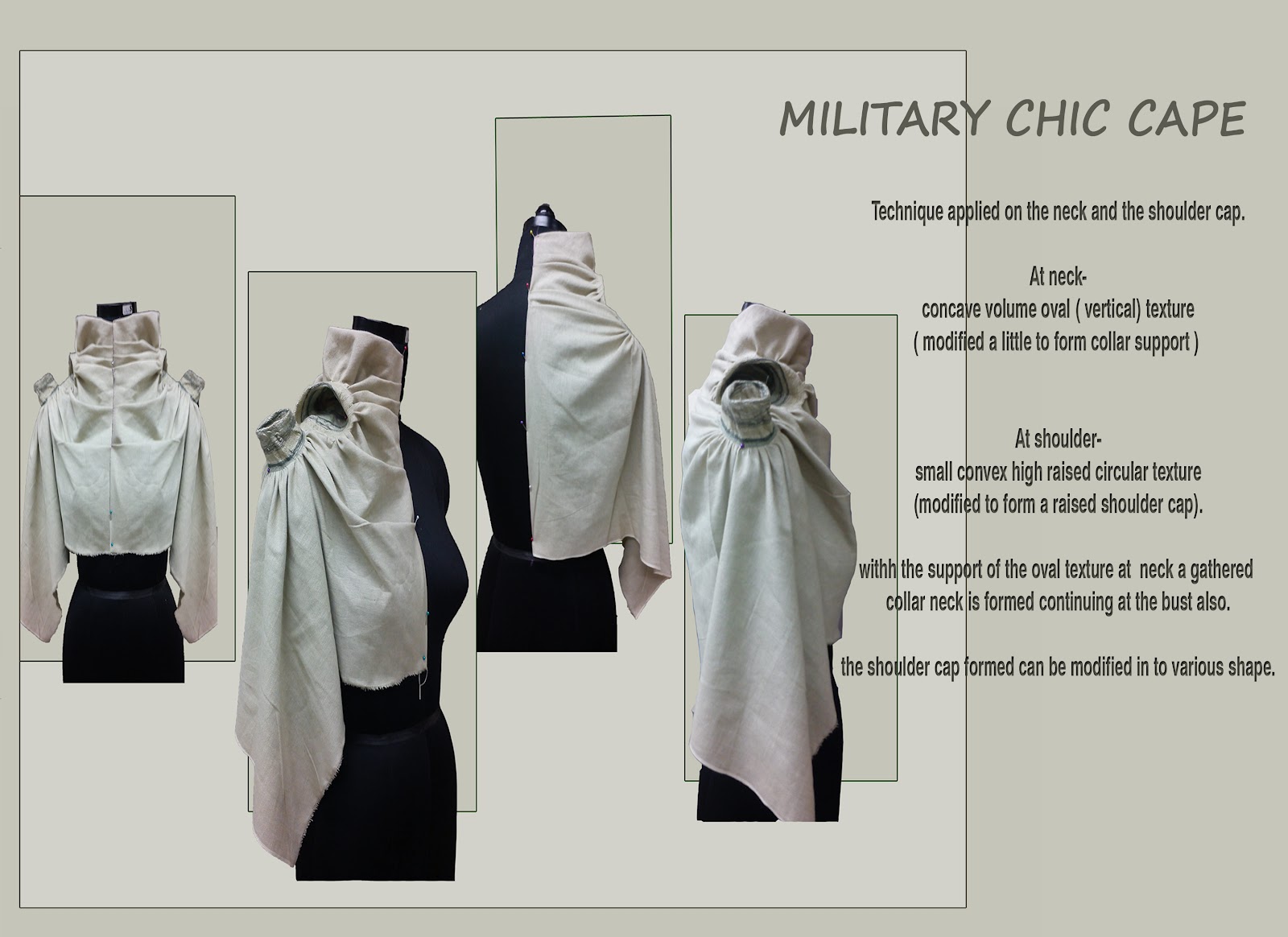 design and surface texture: fabric texture taking shape of garment elements