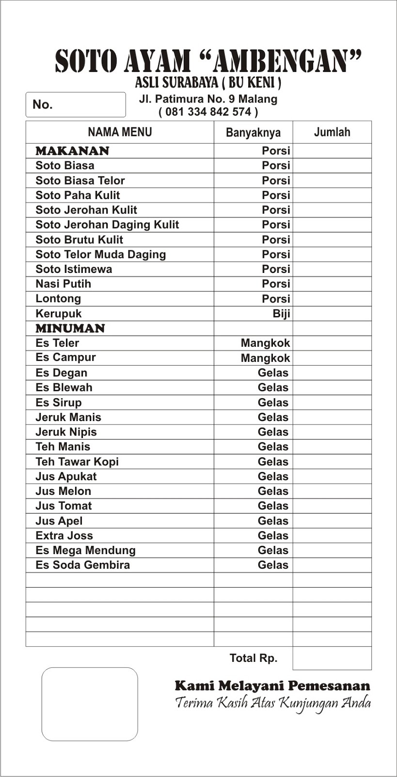 Contoh Nota Bon Kosong | Percetakan di Malang | Cetak murah dan ...