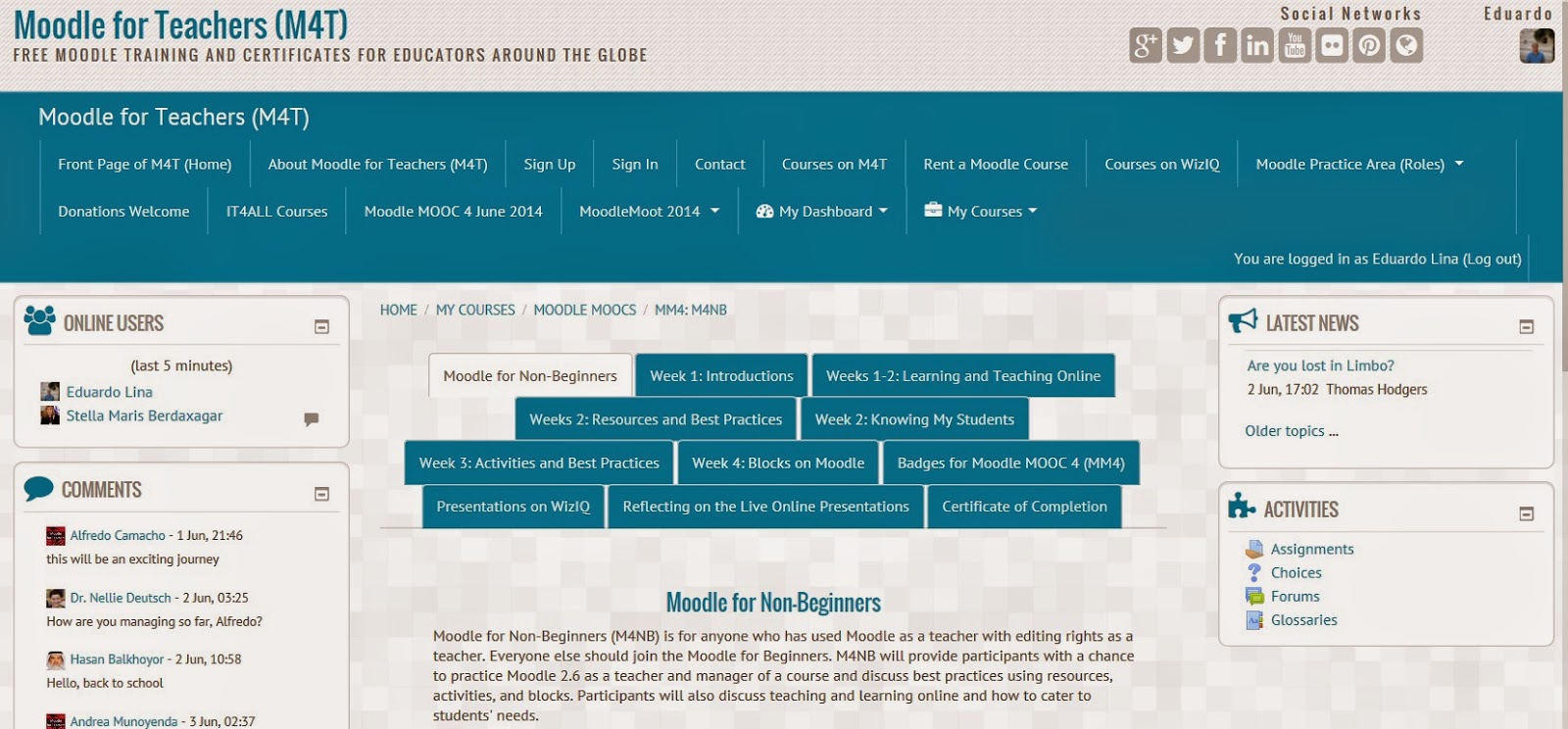 Eduardo Lina - Teacher, Trainer, Moodler: Moodle Mooc 4 on ...