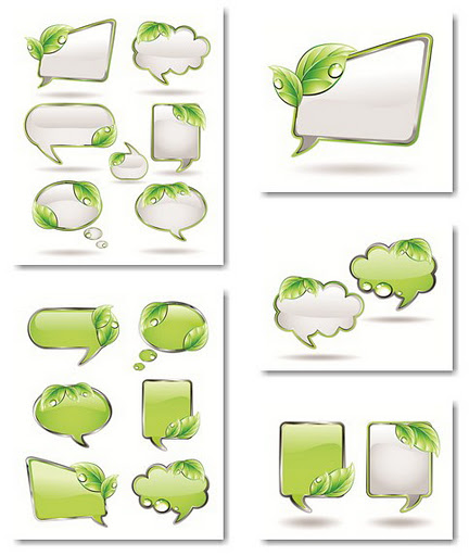 Quality Graphic Resources: Green Leaves Decorated Speech Bubbles - Eco ...
