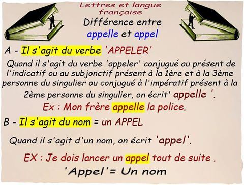 Apprenons le français : APPEL ou APPELLE