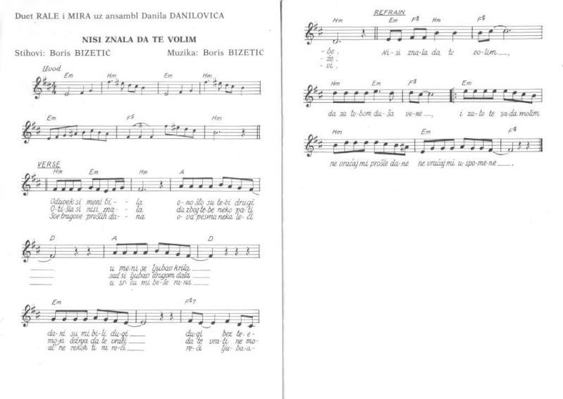 NOTE | DOMACE I STRANE: NISI ZNALA DA TE VOLIM AKORDI NOTE