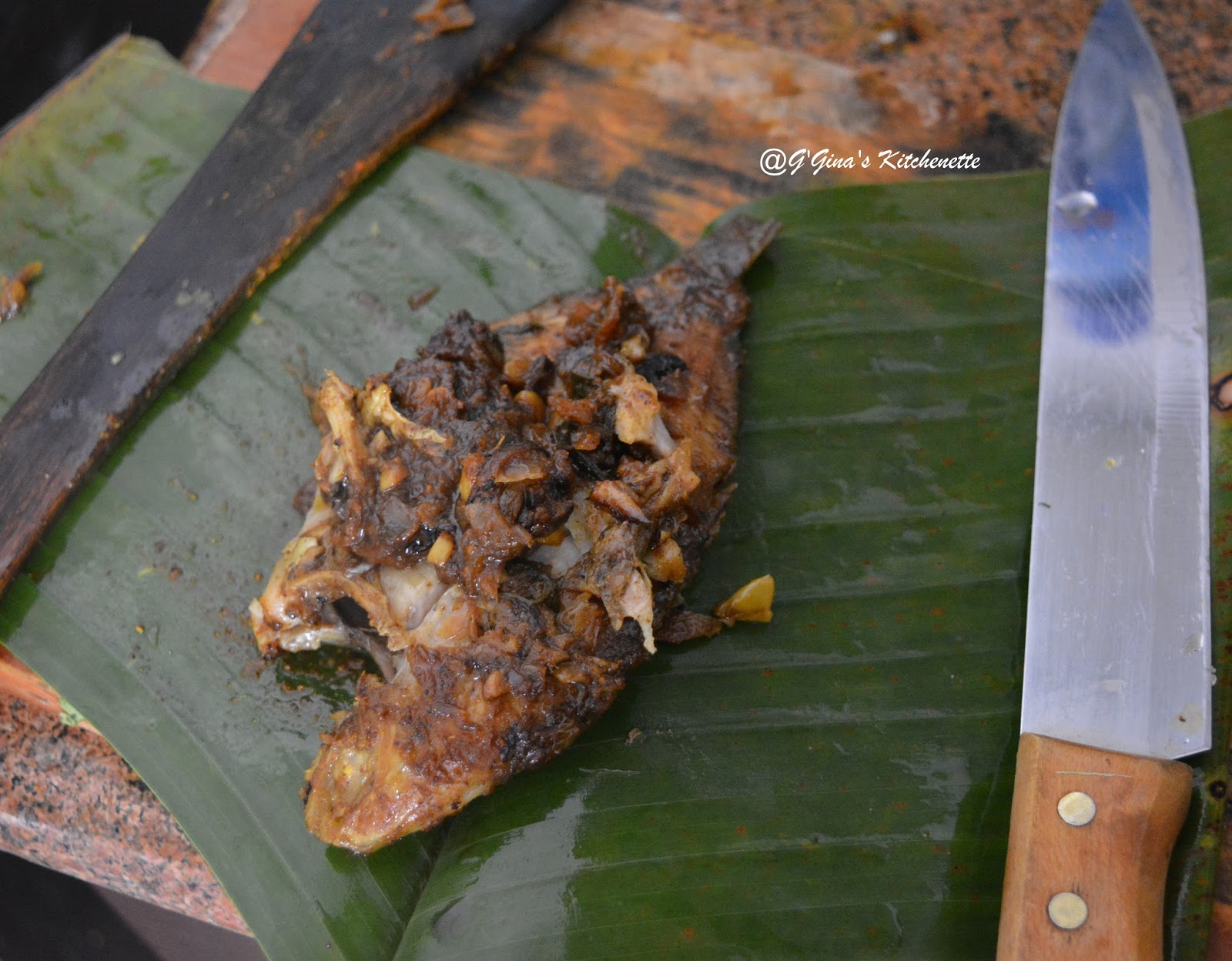 G'Gina's Kitchenette: Pearl Spot Fish Pan fried in a Banana leaf ...
