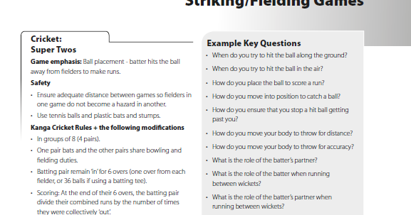Teaching Striking and Fielding Games in PE Using a Game Based Approach